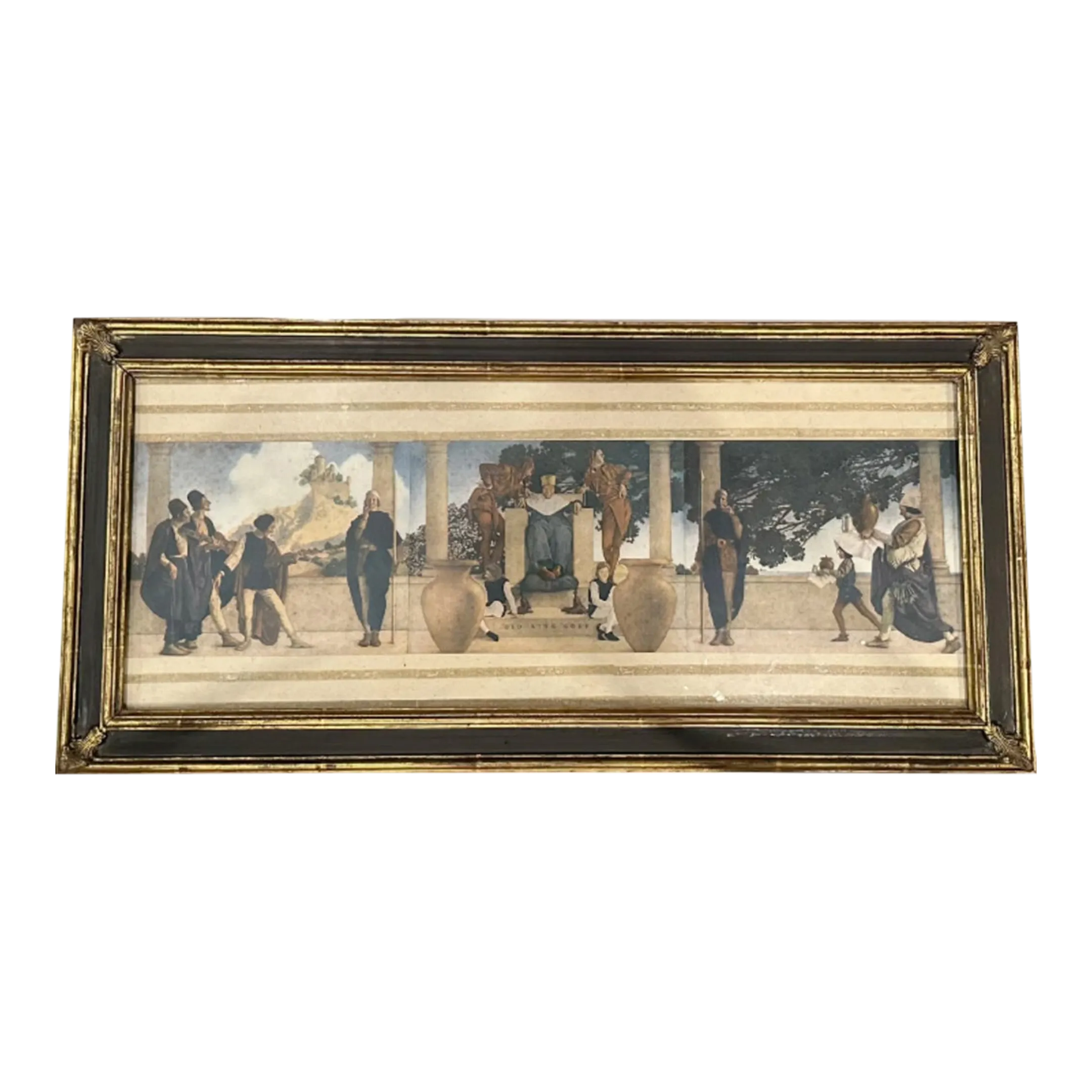 Antique Framed Signed King Cole Bar St. Regis Hotel Nyc Maxfield Parrish Mural | Chairish