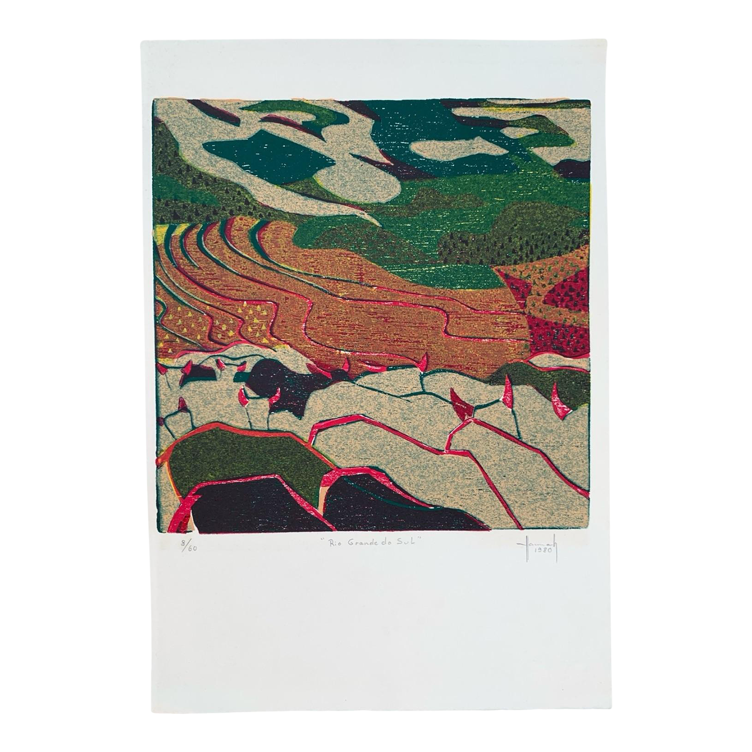 Woodcut Print by Brazilian Artist Hannah Brandt (1923-2020). | Chairish