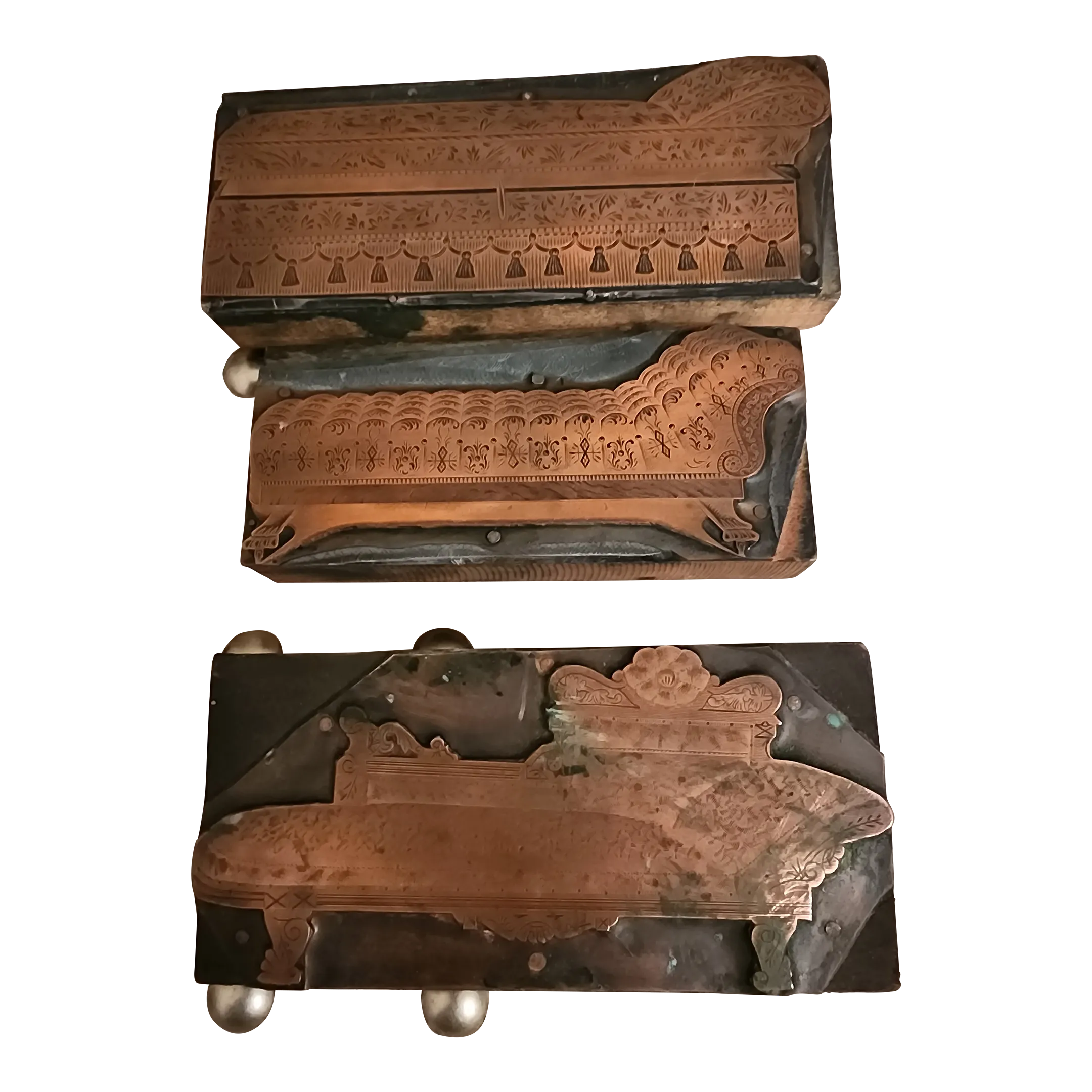 Three Antique Copper Printers Blocks | Chairish