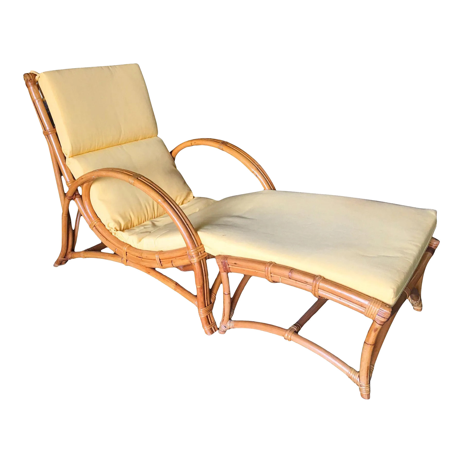 Restored Two-Strand Slope Seat Rattan Chaise Lounge | Chairish