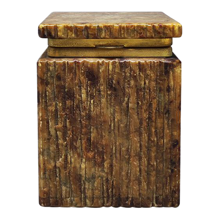1960s Italian Handmade Brown Alabaster Box | Chairish
