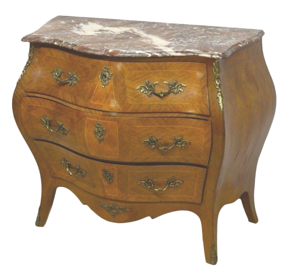 Swedish French Style Bombe Inlaid Commode | Chairish