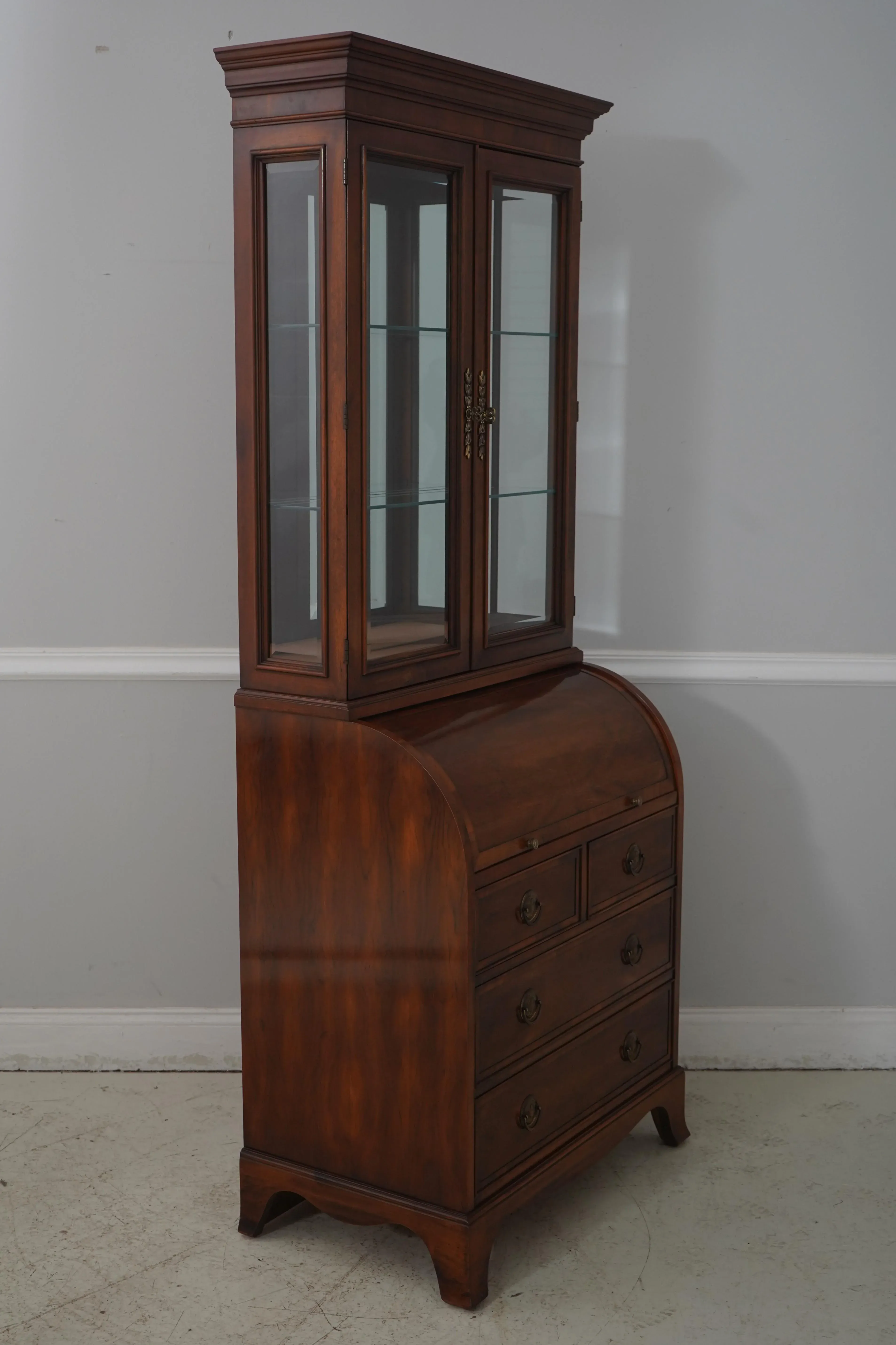 Hekman Yew Wood Cylinder Roll Secretary Desk