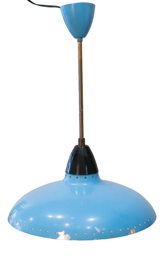 Mid-Century Metallic Roof Lamp Lacquered in Intense Blue, 1950s | Chairish