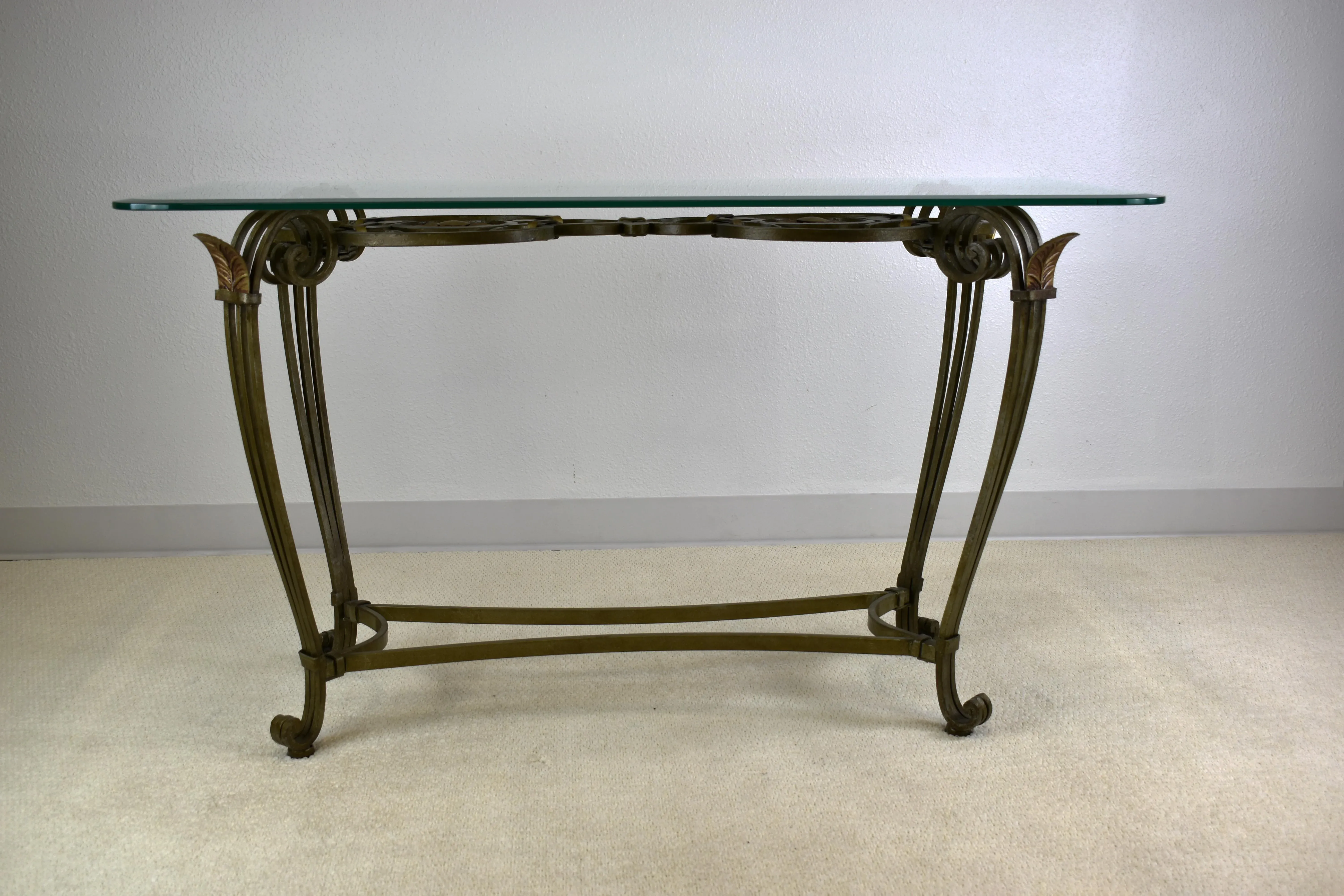 Wrought iron sofa table with glass top store