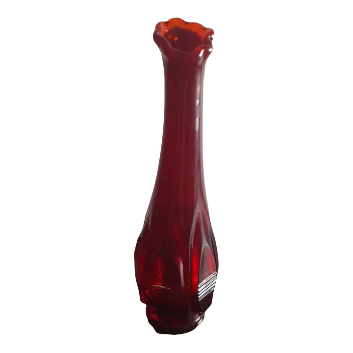 1970s Fenton Ruby Red Swung Vase | Chairish
