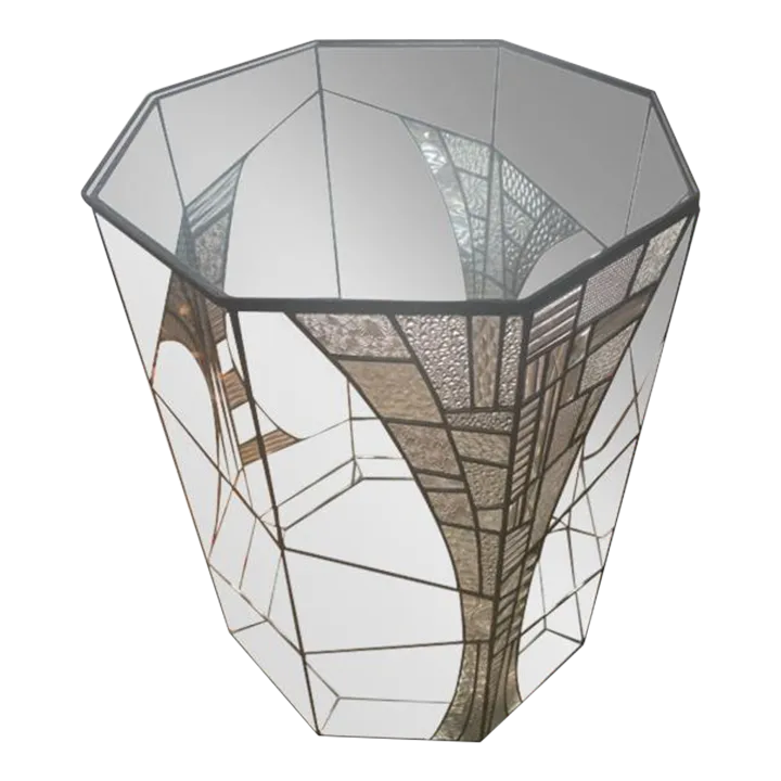 1970s Bedford Downing Modernist Metal & Glass Octagonal Table | Chairish