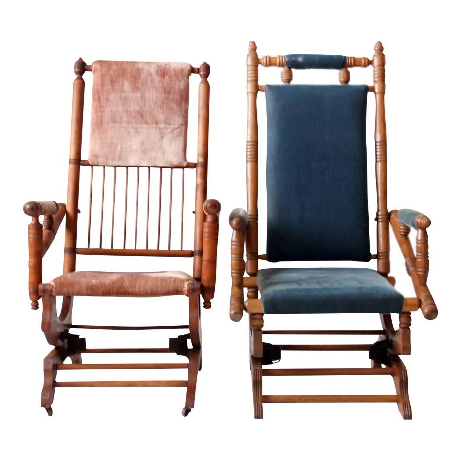 Antique Eastlake Style Platform Rocking Chairs Pair | Chairish