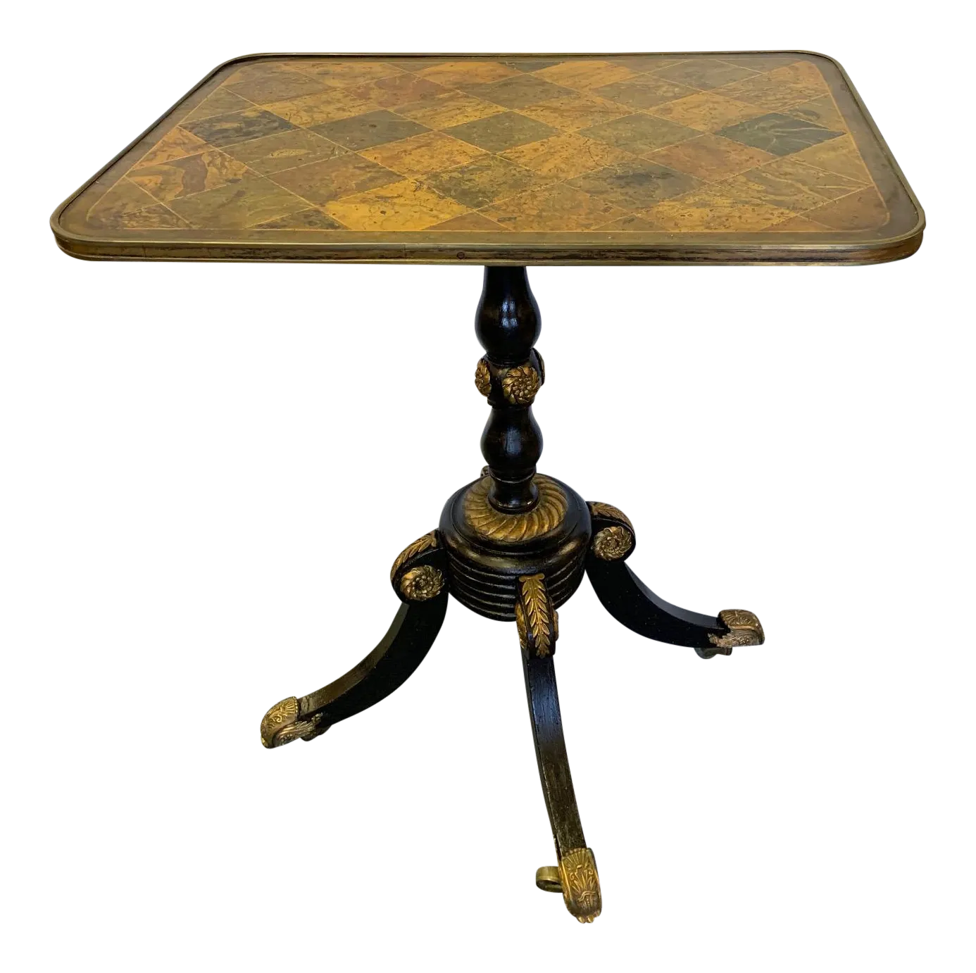 18th Century Pedestal Side Table With Lapidary Painting and Gilt ...