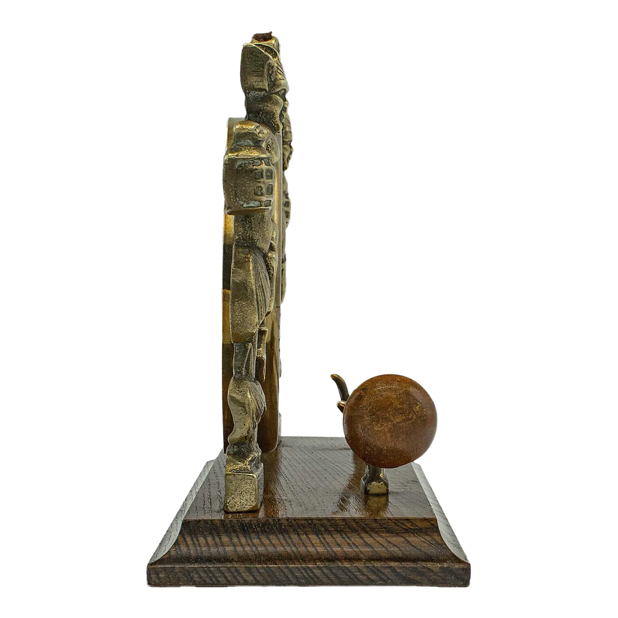 1900s Victorian Antique Cornish Pixie Gong, English, Brass, Oak, Dinner ...