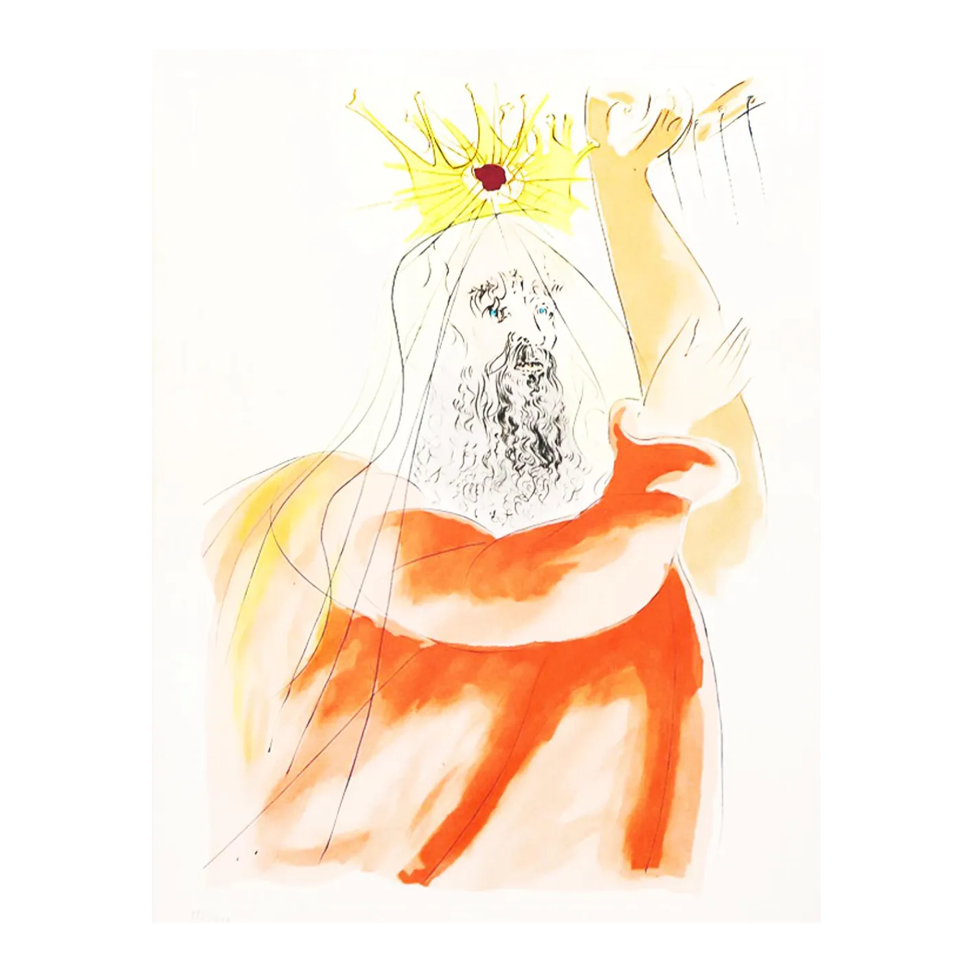 1970s Salvador Dali King David Print, From Our Historic Heritage ...