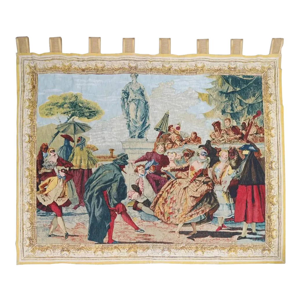 Late 20th Century French d'Art De Rambouillet "Tiepolo Masquerade" Silk ...