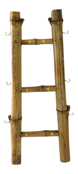 Vintage Boho Bamboo Ladder Jewelry Display | Chairish