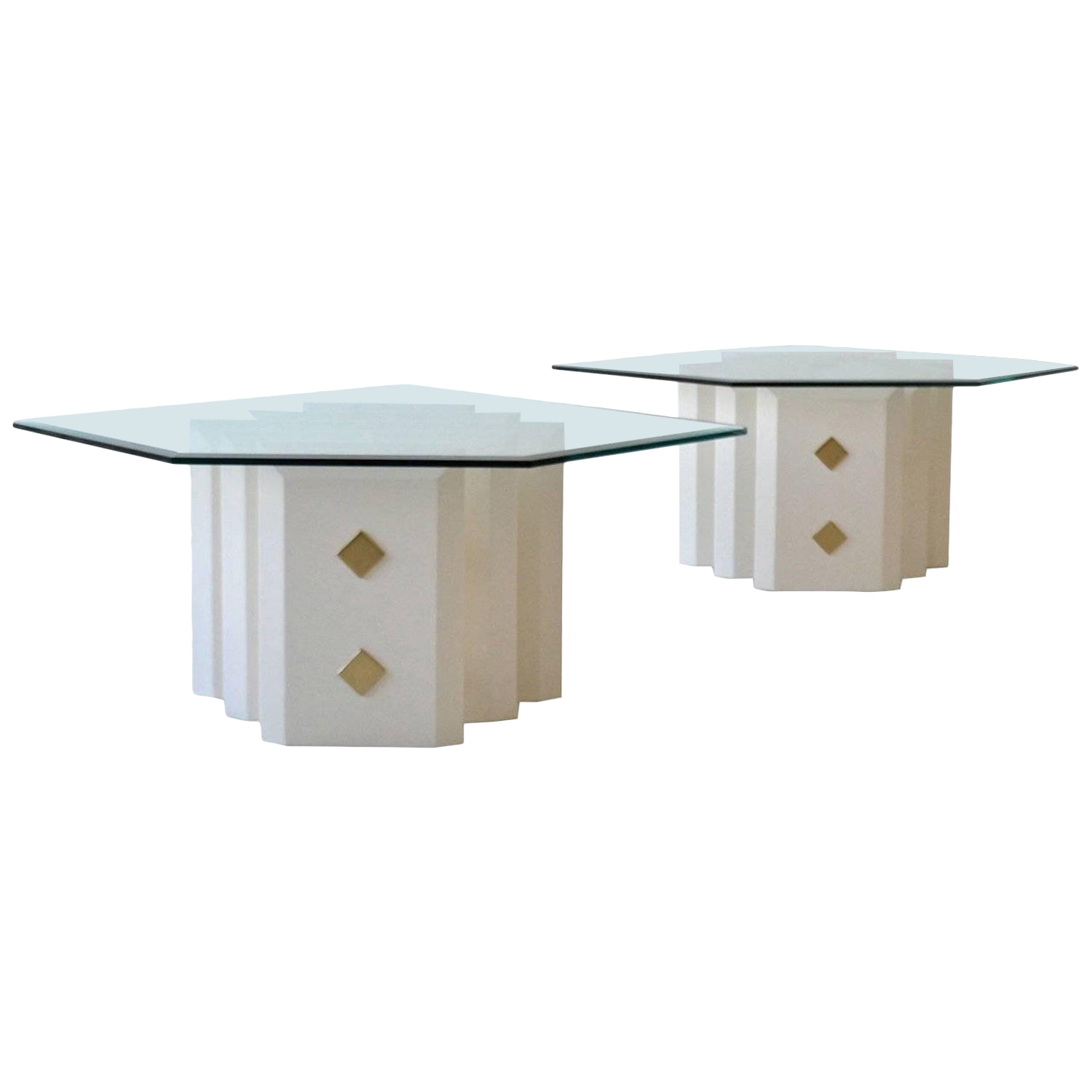 White Lacquered Side Tables - a Pair | Chairish