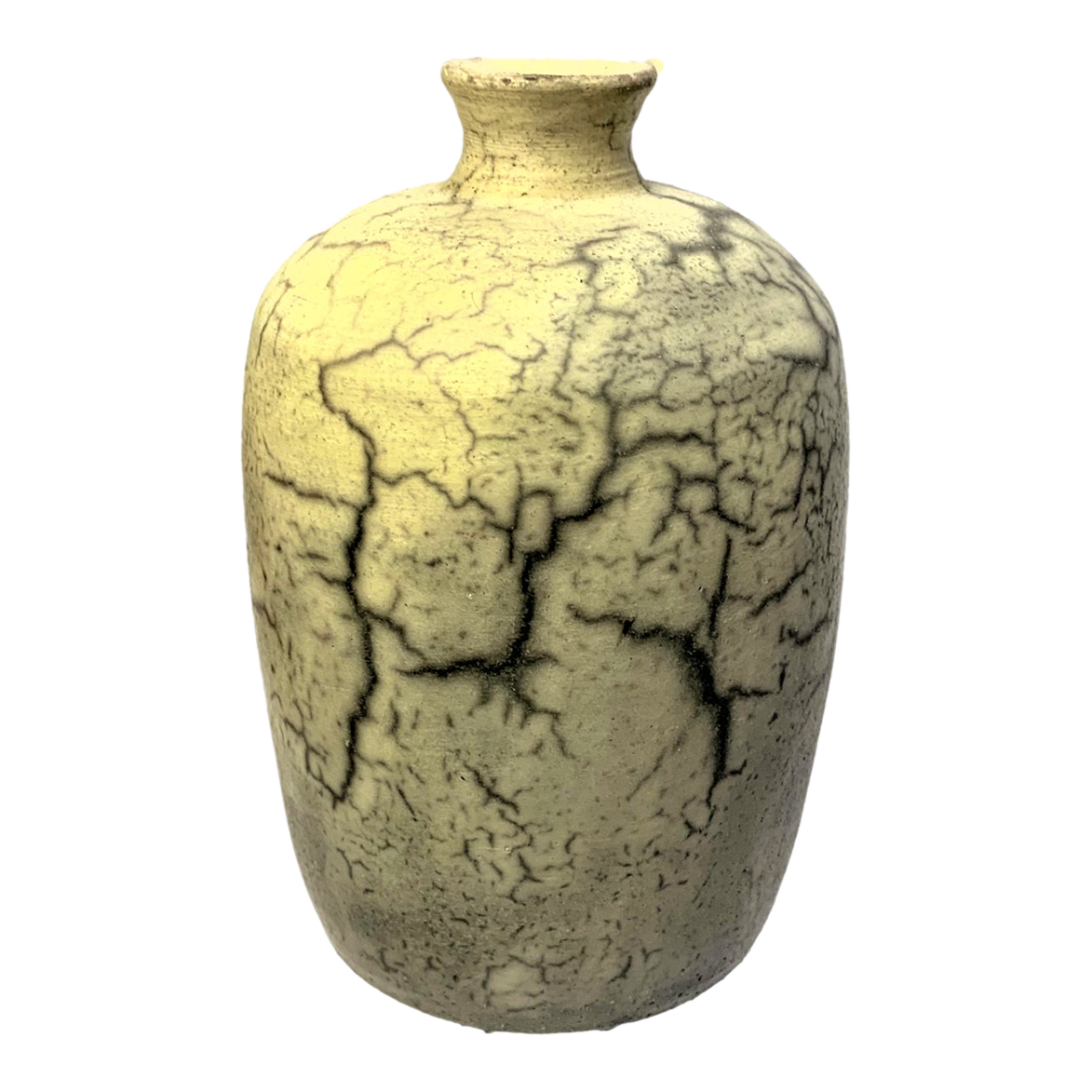 Contemporary Saggar Fired Vase With Ethereal Markings Signed | Chairish