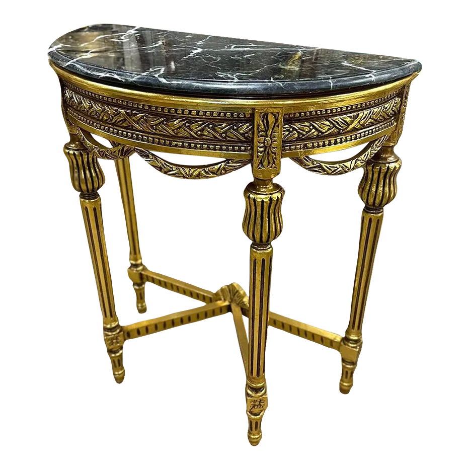 Italian Rococo Style Console Marble Top | Chairish