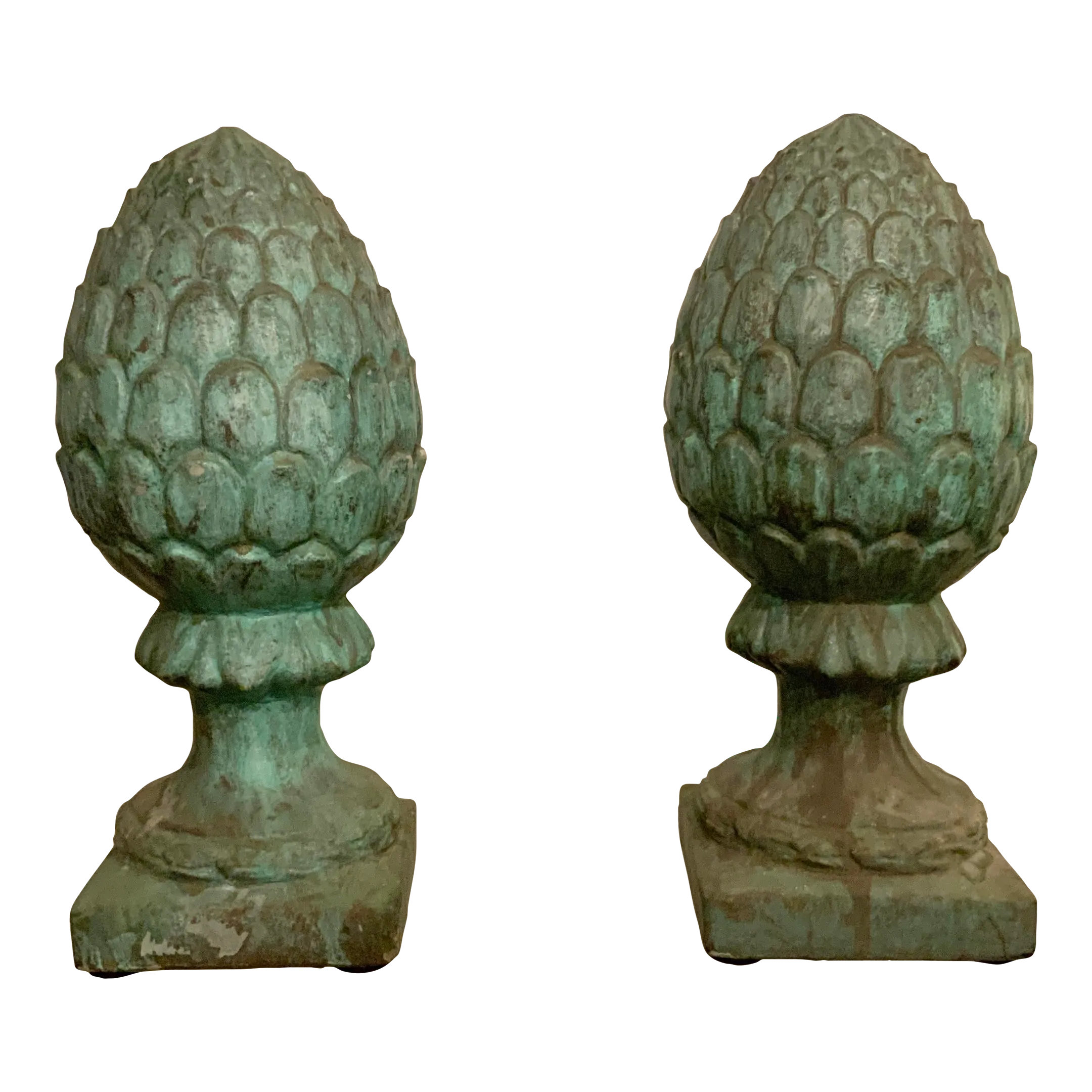 Pair of Verde Pineapple Garden Finials | Chairish