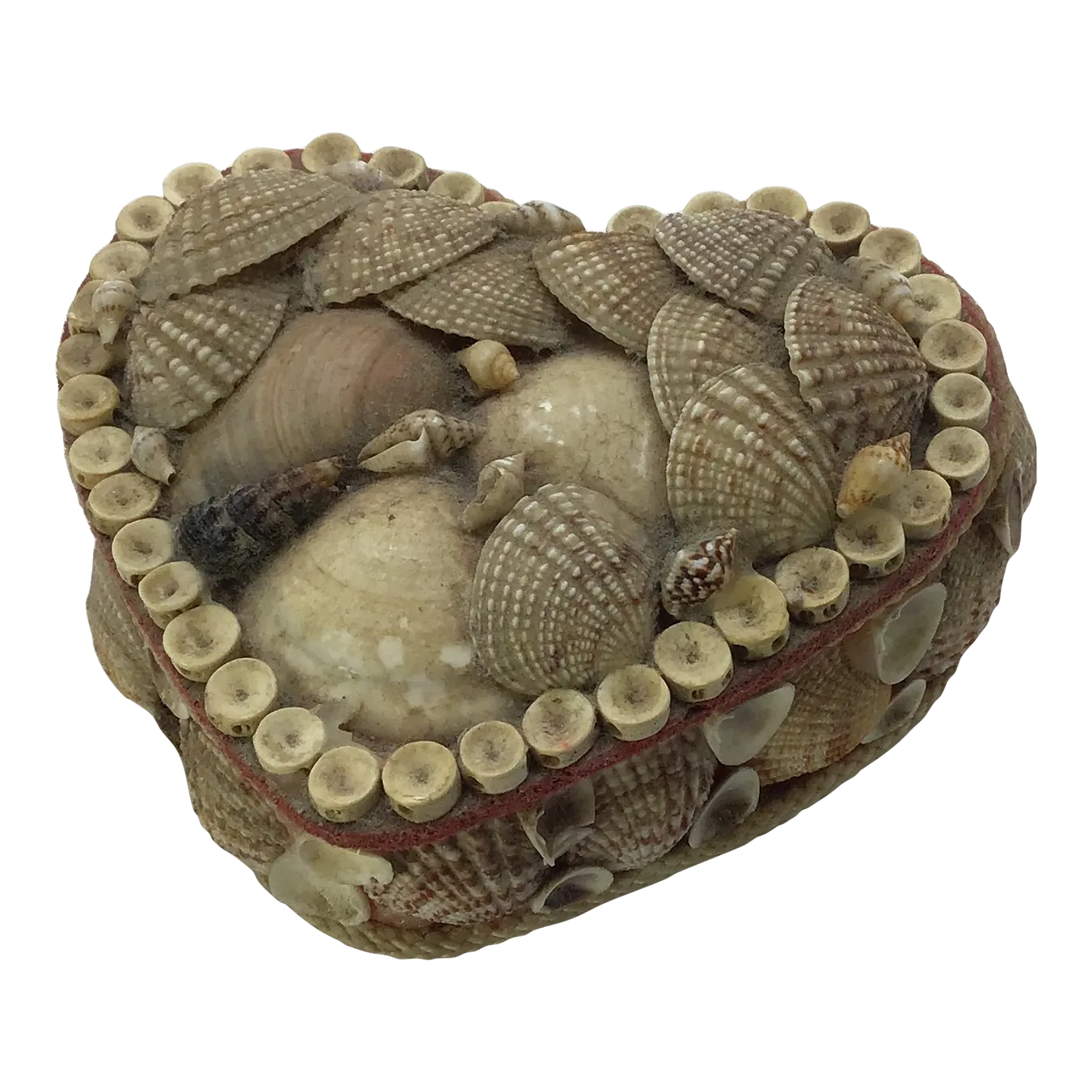 Shell Jewelry Box Vintage Heart Seashell Encrusted Jewelry Trinket Box ...