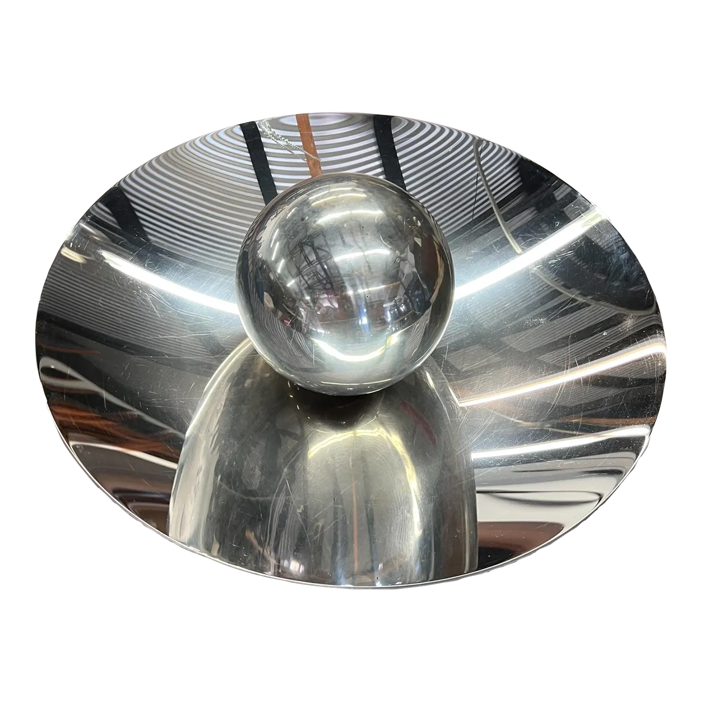 Contemporary Modern Art Chrome Plated Bronze Dish With Center Steel ...