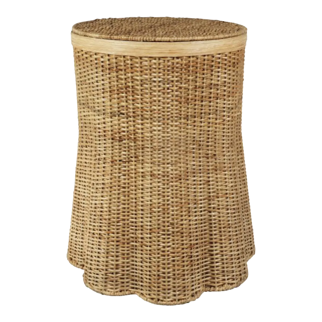 Scalloped Wicker Storage Stool, 24" | Chairish