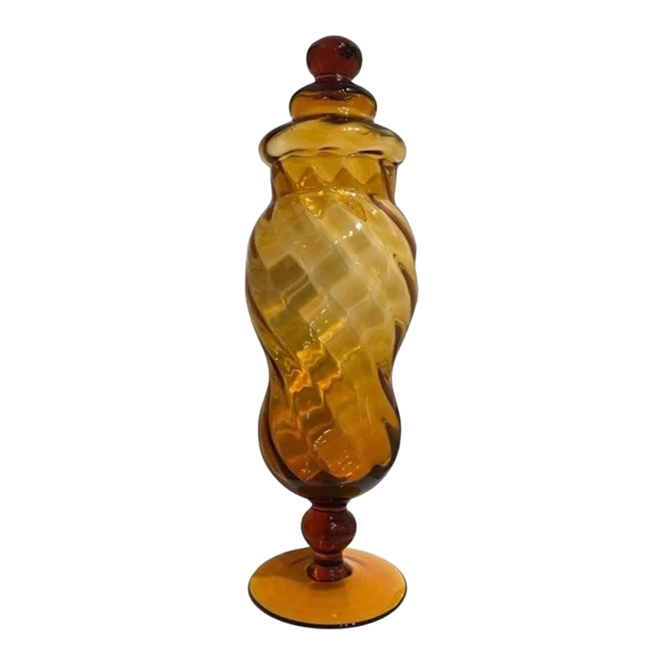 Vintage Mid-Century Modern Italian Empoli Blown Glass Apothecary Jar ...