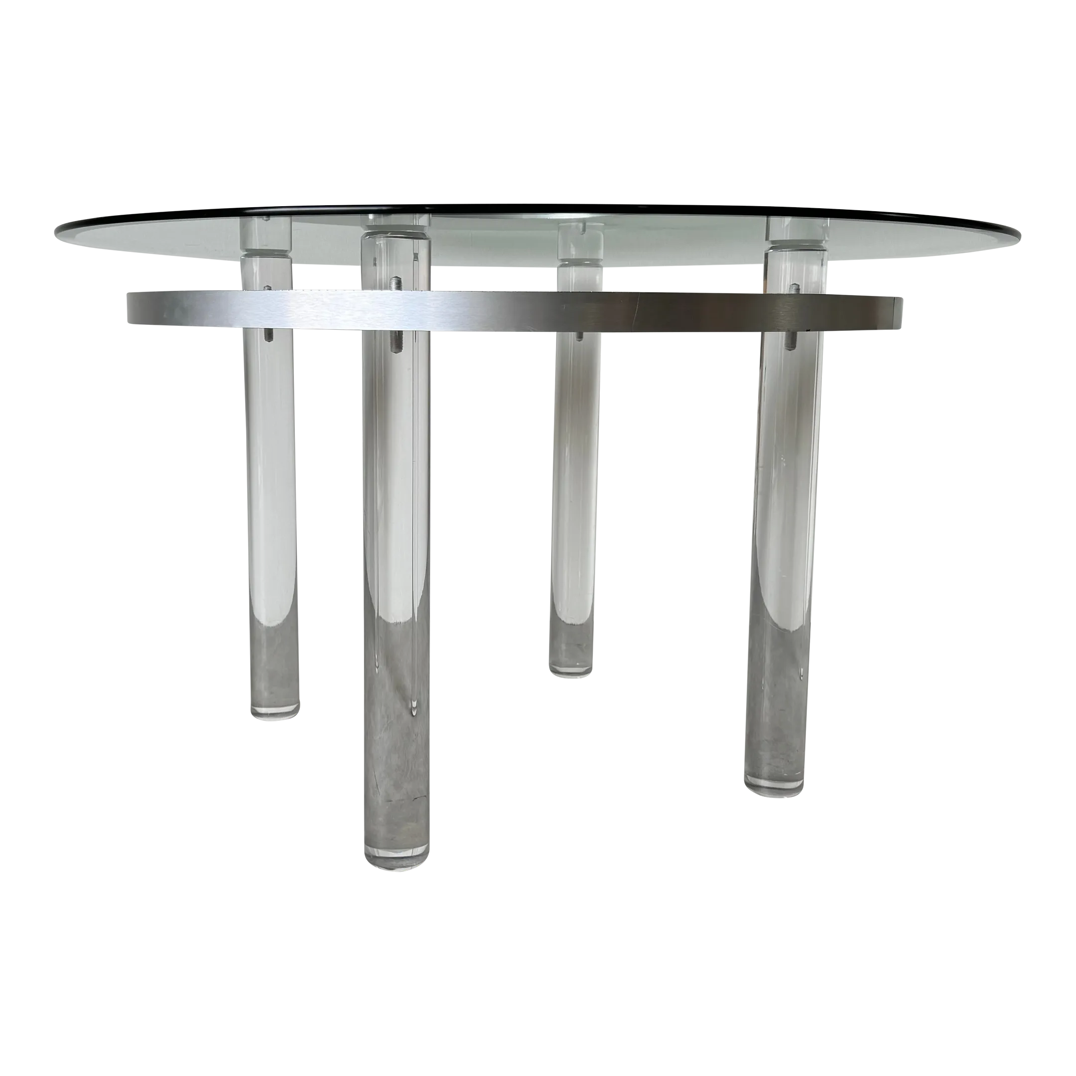 1980's Postmodern Pace - Style Lucite & Stainless Steel Round Dining ...