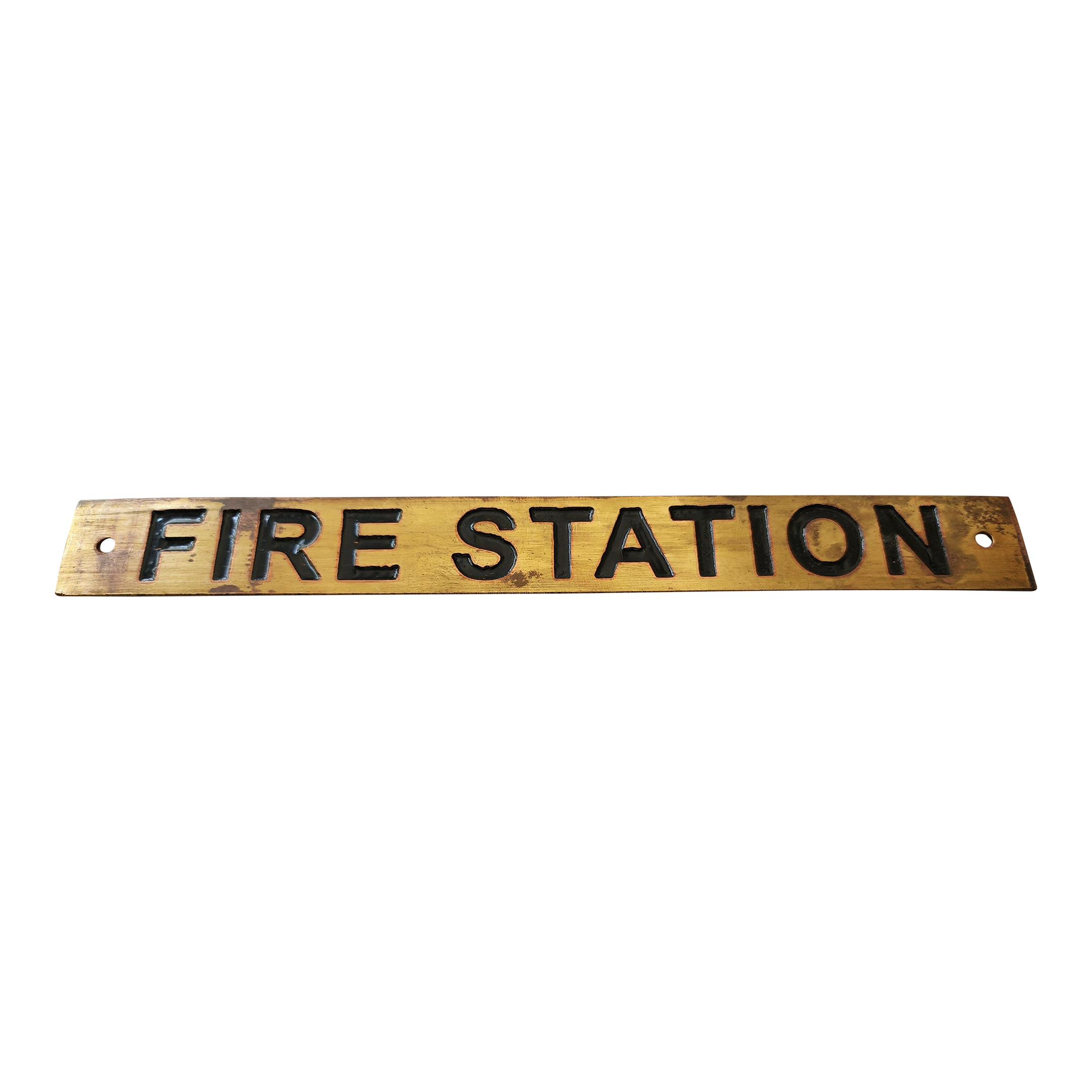 1950s Vintage Brass "Fire Station" Sign / Plaque | Chairish