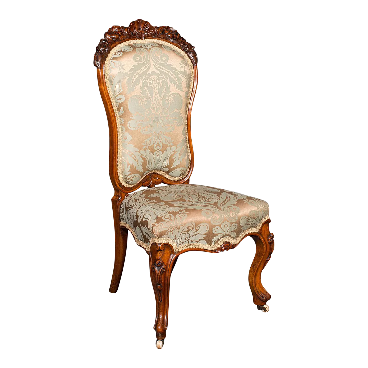 1840s Antique Victorian Walnut Drawing Room Chair | Chairish