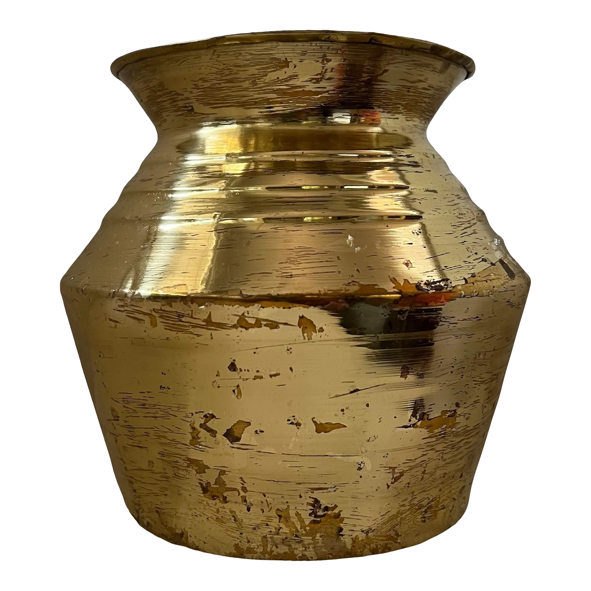 1950s Indian Brass Vase 18k Gold Plated Metal Water Vessel Pot Lota ...