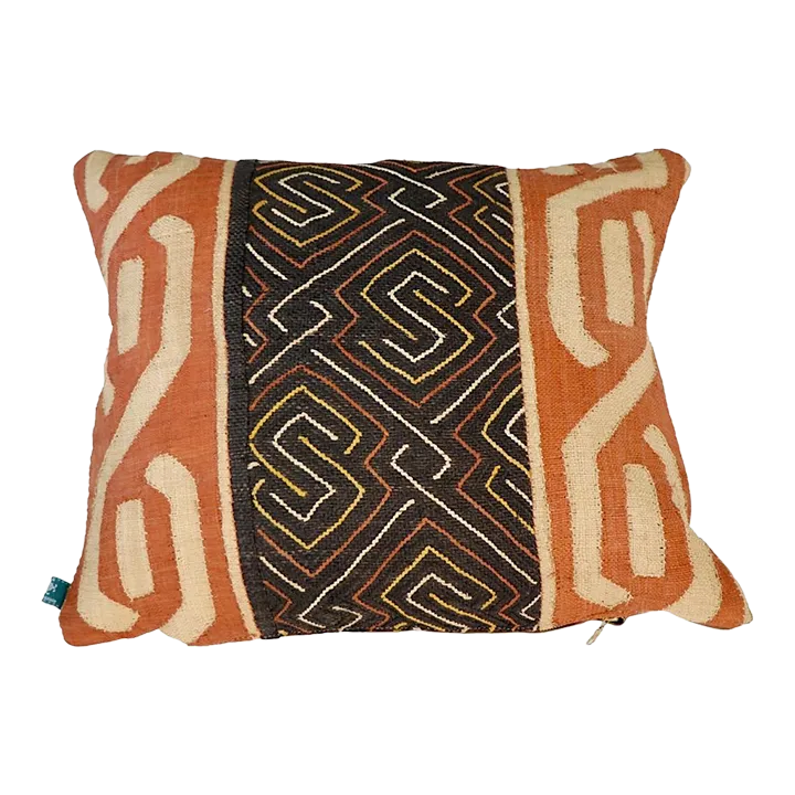 Kuba Raffia Cloth Pillow | Chairish