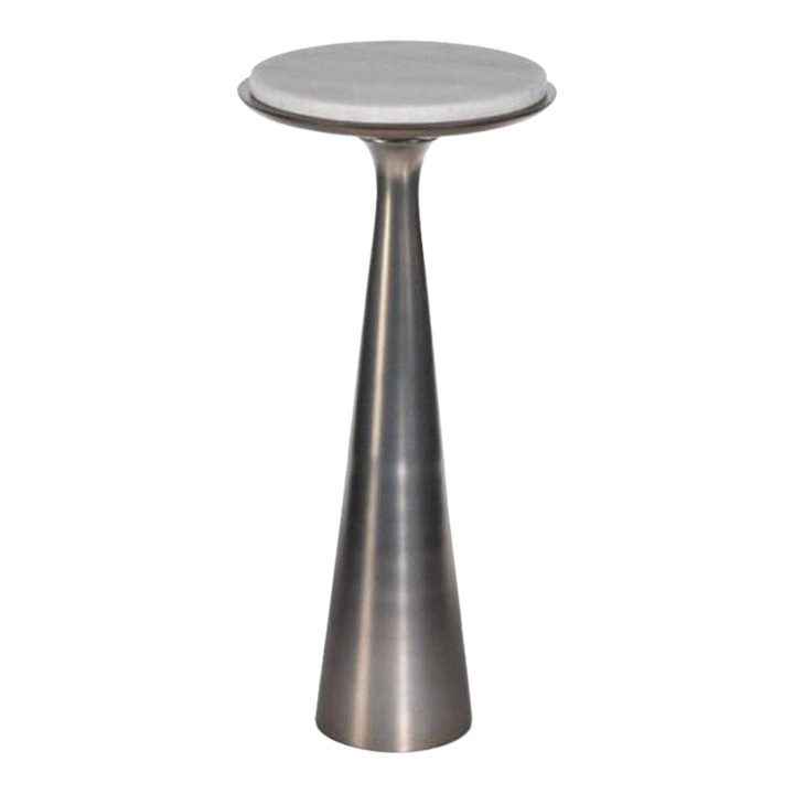 19.5" High Funnel Drink Table with Marble Top | Chairish