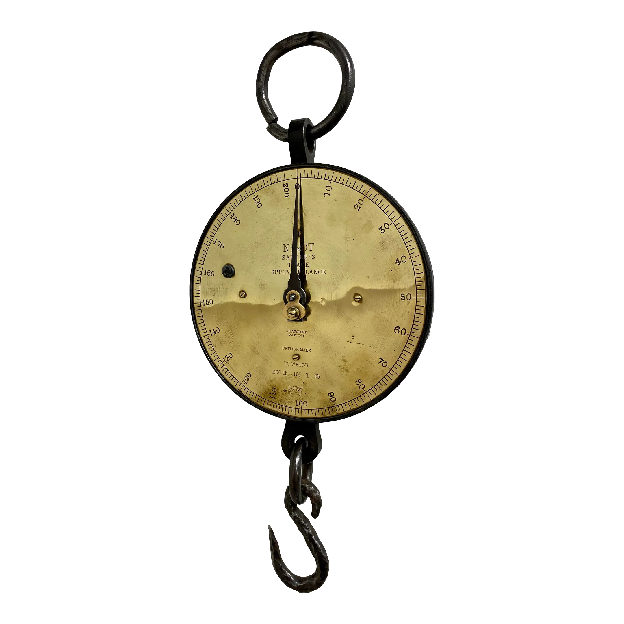 Antique Brass Salter Spring Balance Scale 20t With 200 Lb Capacity From ...