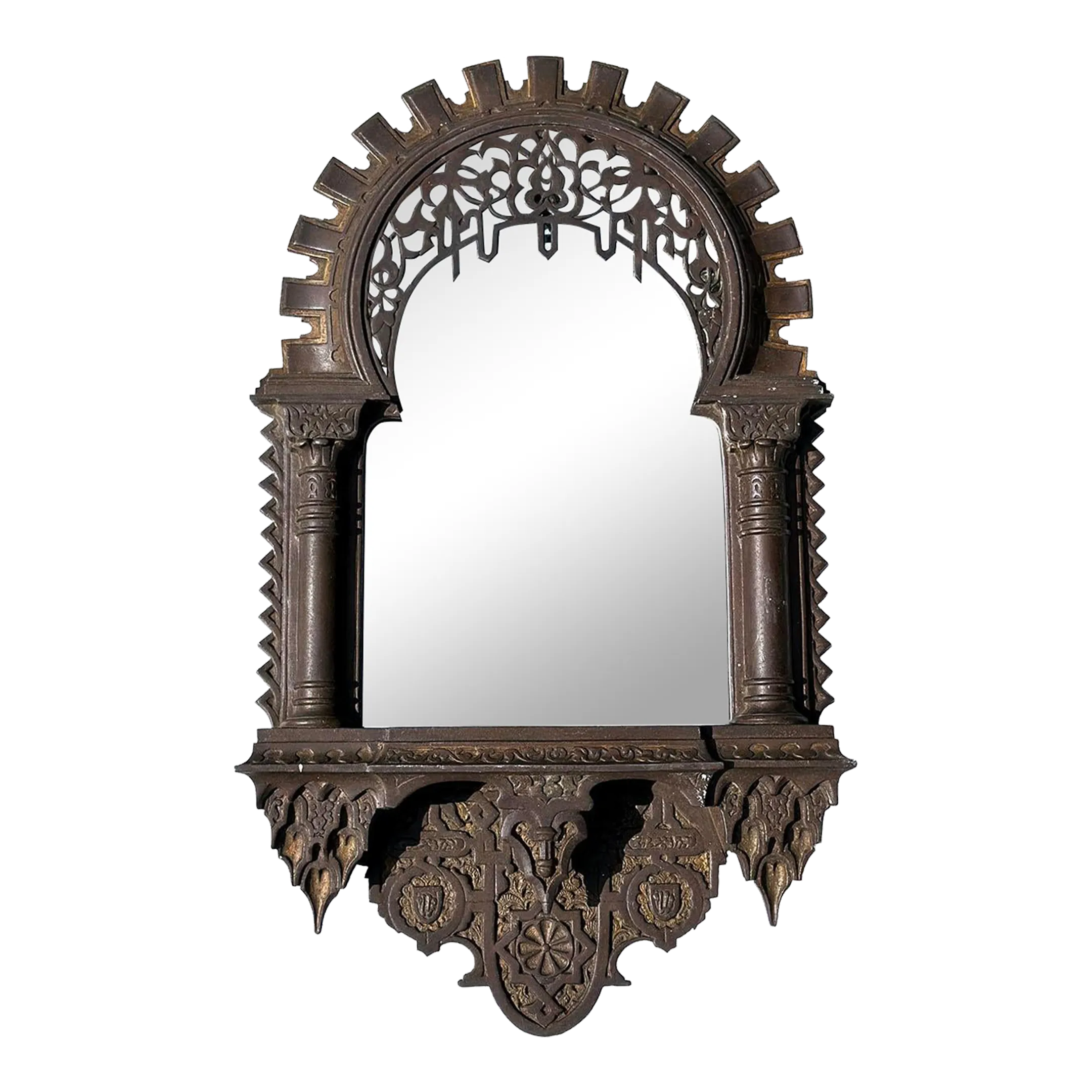 Antique Victorian Era Cast Iron Gothic/Moroccan Keyhole Style Mirror ...