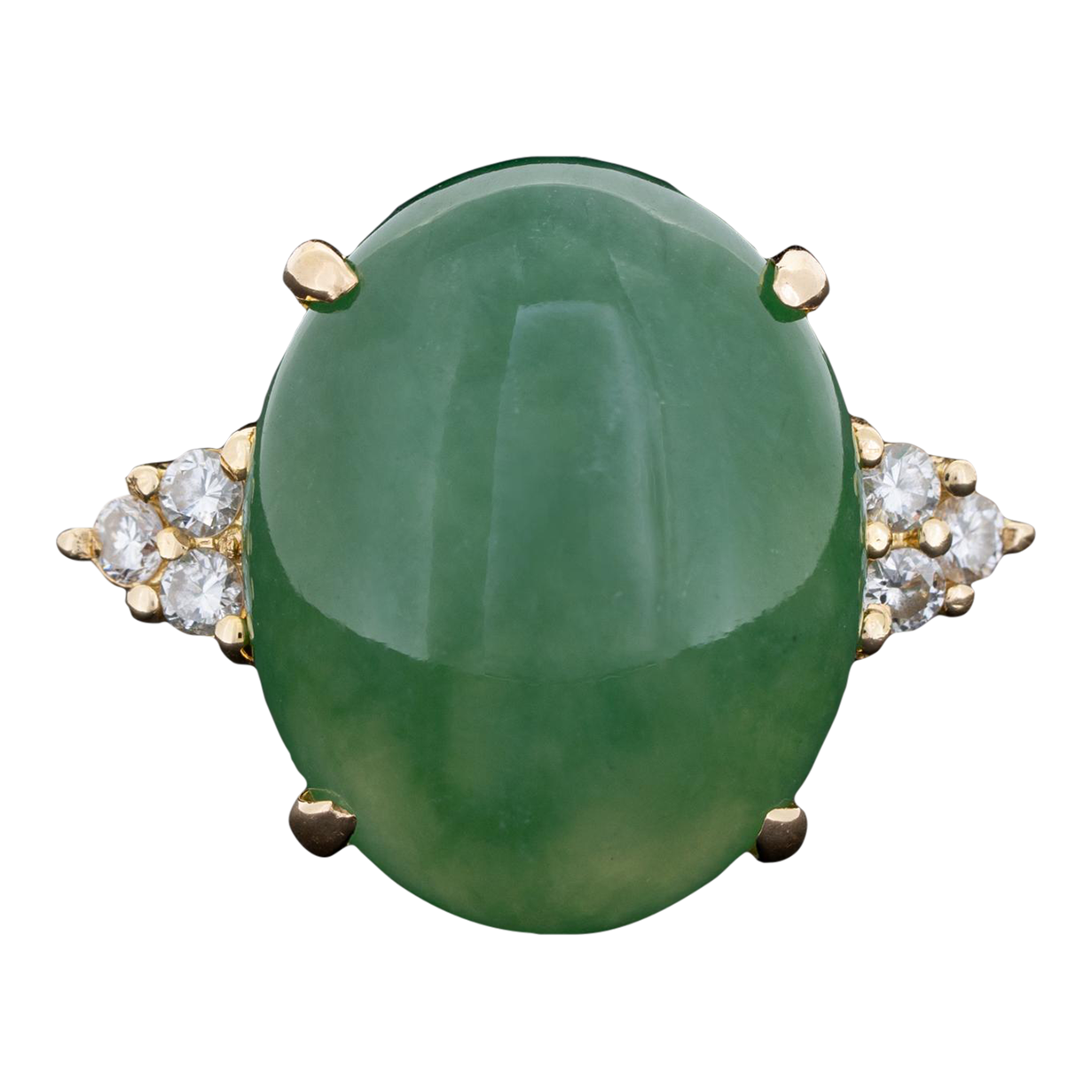 1960s Gia Certified Type a Fei Cui Green Jade and Diamond Ring in 18k ...