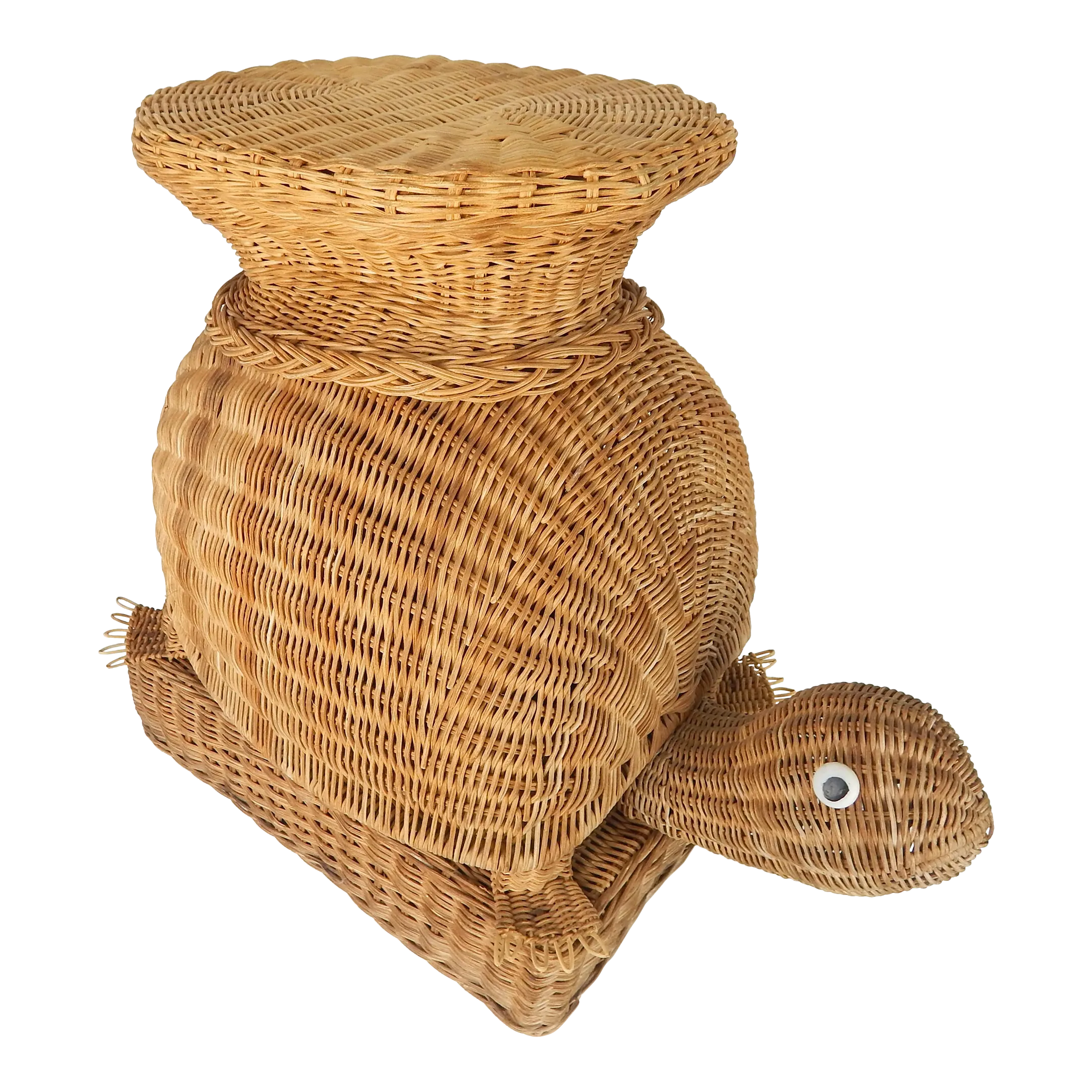 1970s Vintage Wicker Turtle Side Table | Chairish