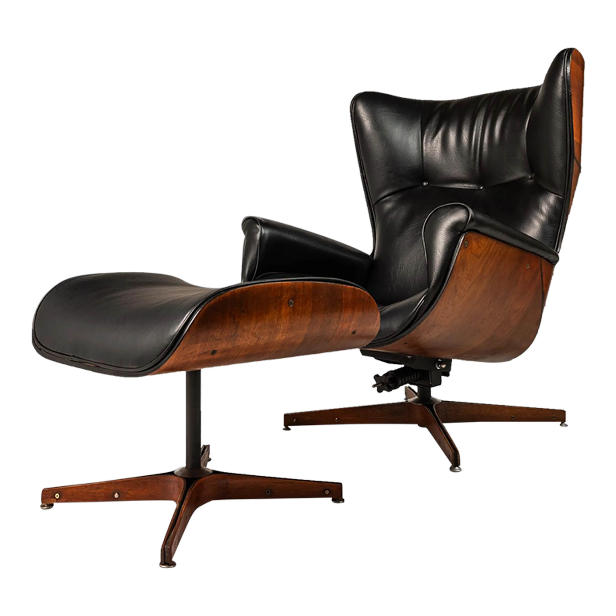 Mid-Century Modern Wingback "Mr. Chair" Lounge Chair & Ottoman Set by George Mulhauser for ...