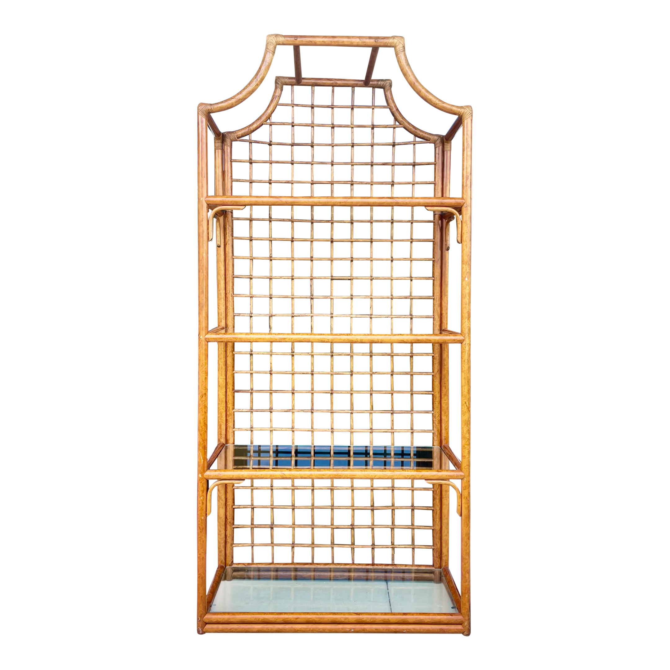Palm Beach Regency Style Pagoda Shape Bamboo Etagere | Chairish