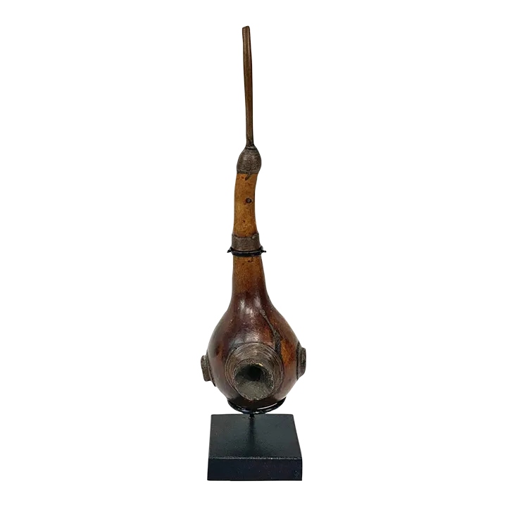 Early 20th Century Central African Copper and Hide Smoking Pipe ...