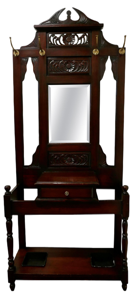 Victorian Mahogany Hall Stand, 1880s | Chairish