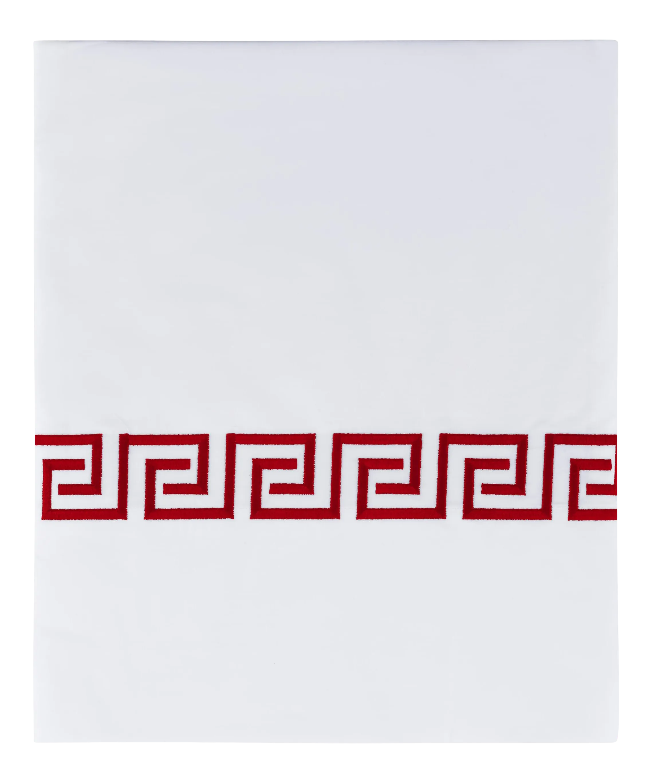 Greek Key Queen Flat Sheet in Red | Chairish