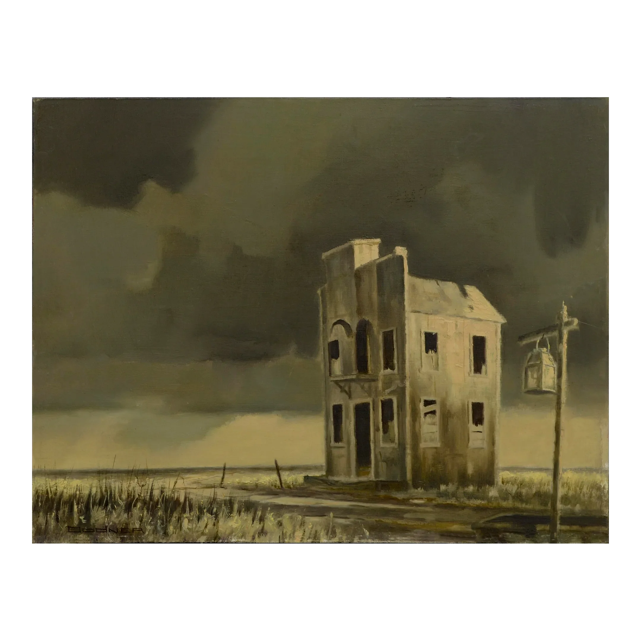 Abandoned Building, Mid Century Sepia Ghost Town Landscape by Joseph ...