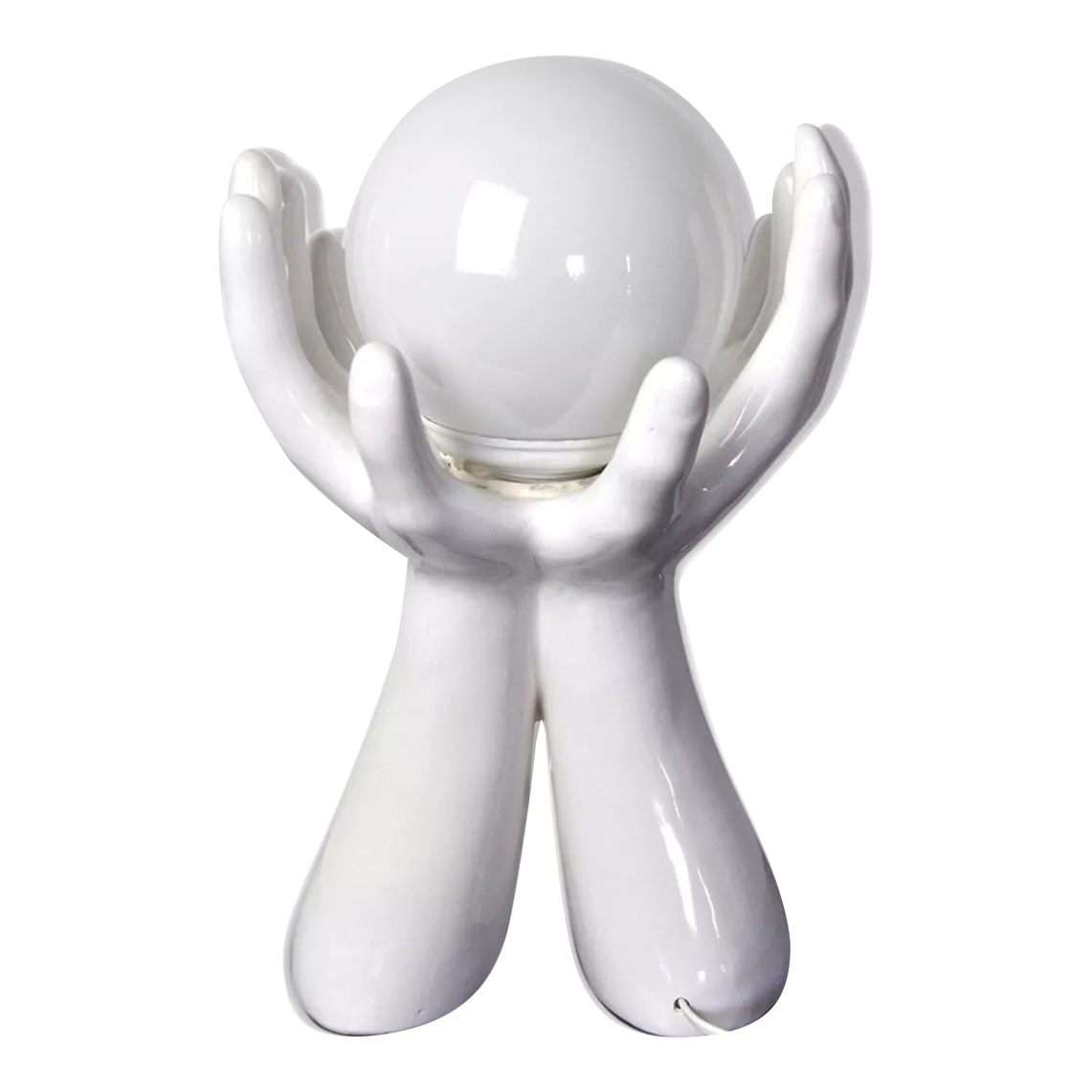 1980s White Ceramic "Hands" Lamp, France | Chairish