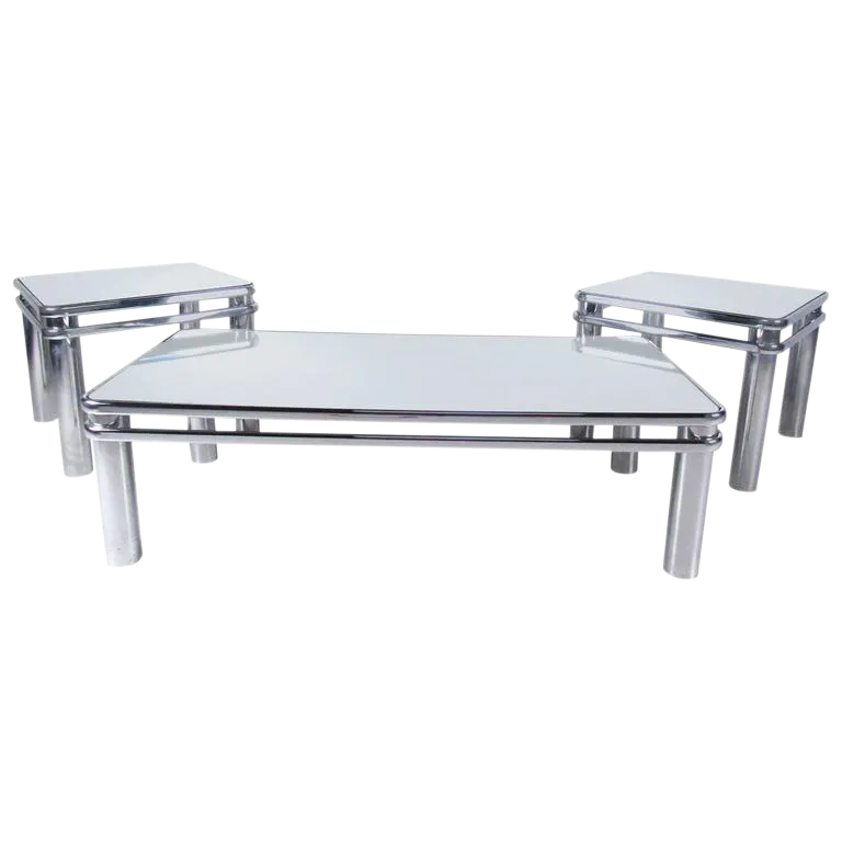 Unique Set of Vintage Modern Tubular Chrome Tables | Chairish