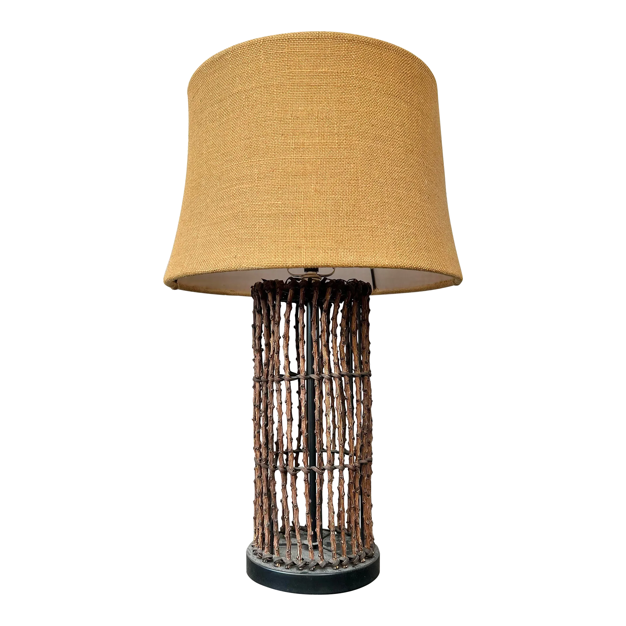 Vintage Twig Lamp With Shade | Chairish