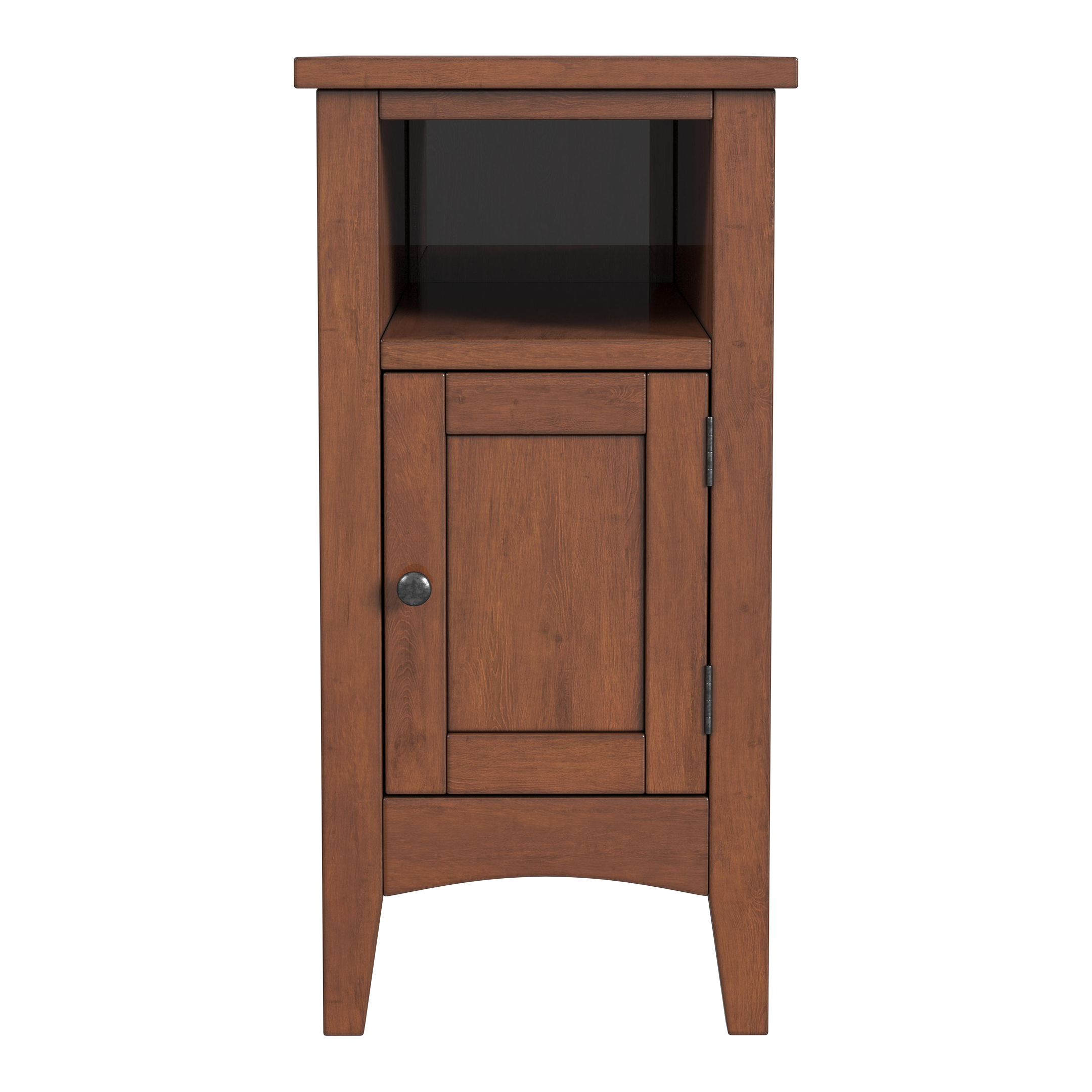 Avina Burl1 Door Side Table, Medium Brown | Chairish
