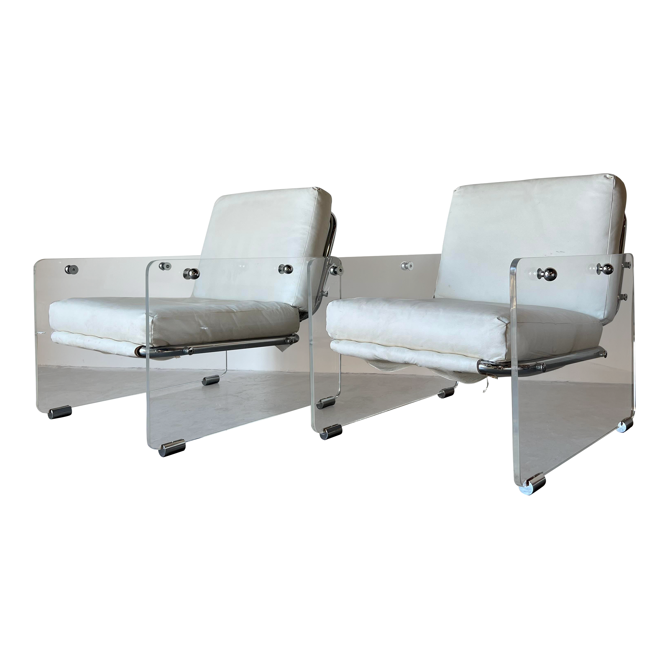 Mid Century Pace " Argenta" Lucite and Chrome Lounge Chairs- a Pair ...
