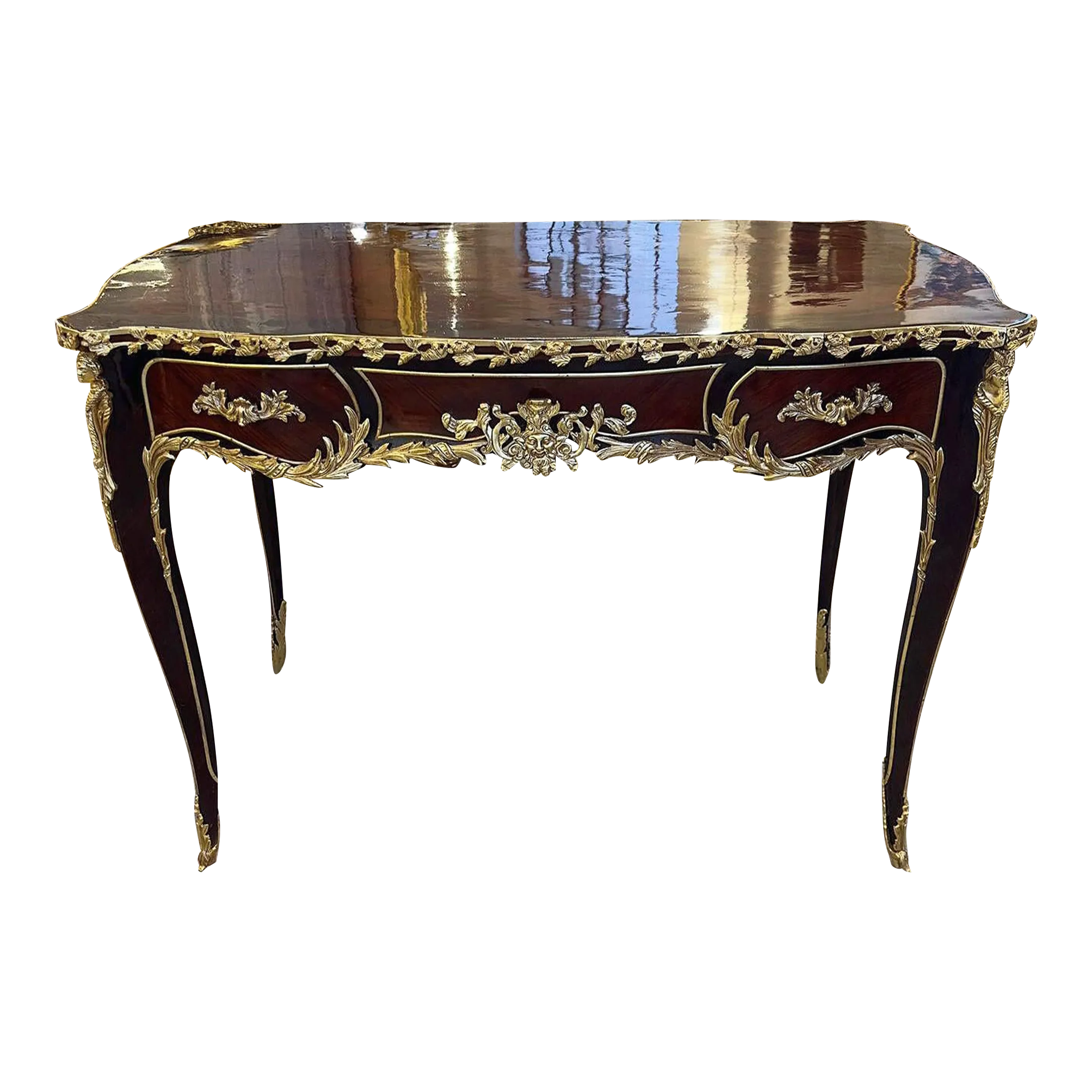 French Rococo Style Writing Desk With Gold Details | Chairish