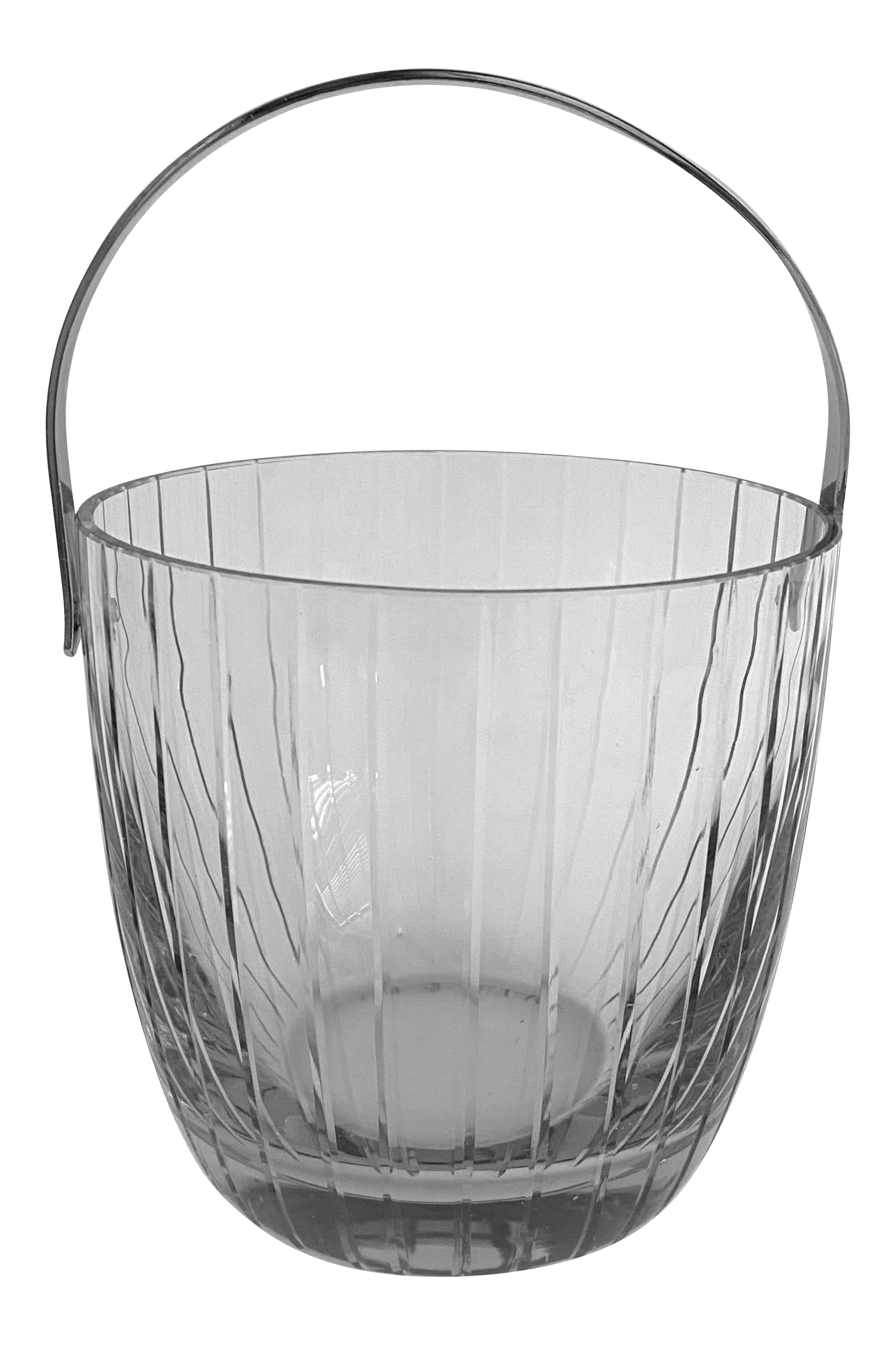 Crystal Faceted Ice Bucket W/Chrome Handle | Chairish