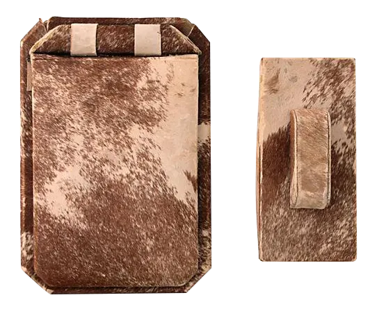Cowhide Desk Set - Pair | Chairish