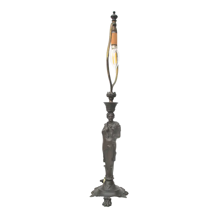 French Bronze Caryatid Lamp of Hercules Circa 1920s | Chairish